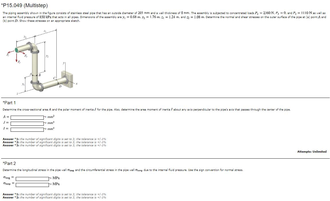 *P15.049 (Multistep) The piping assembly shown in the | Chegg.com