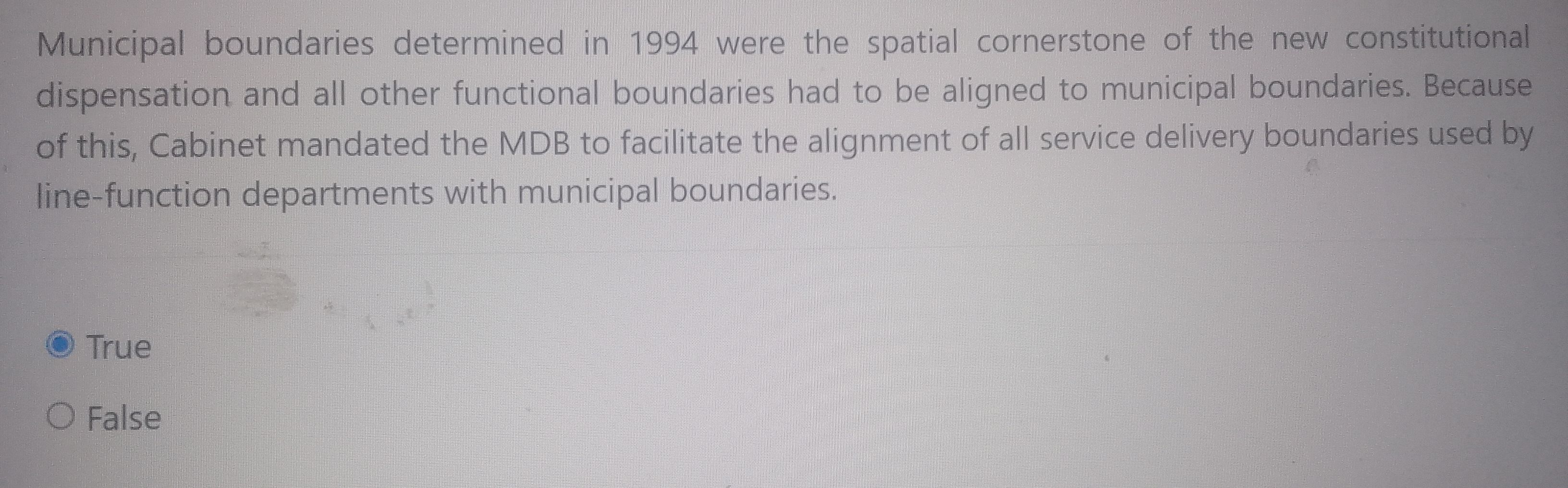 Solved Municipal boundaries determined in 1994 ﻿were the | Chegg.com