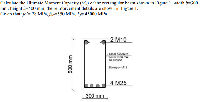Solved Calculate the Ultimate Moment Capacity (Mu) ﻿of the | Chegg.com