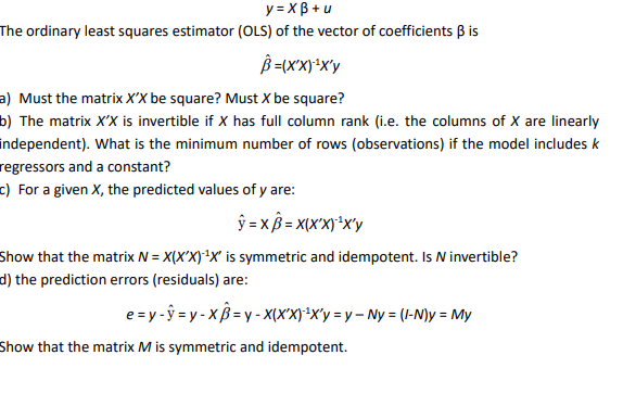 Solved Considers the multivariate linear regression model | Chegg.com