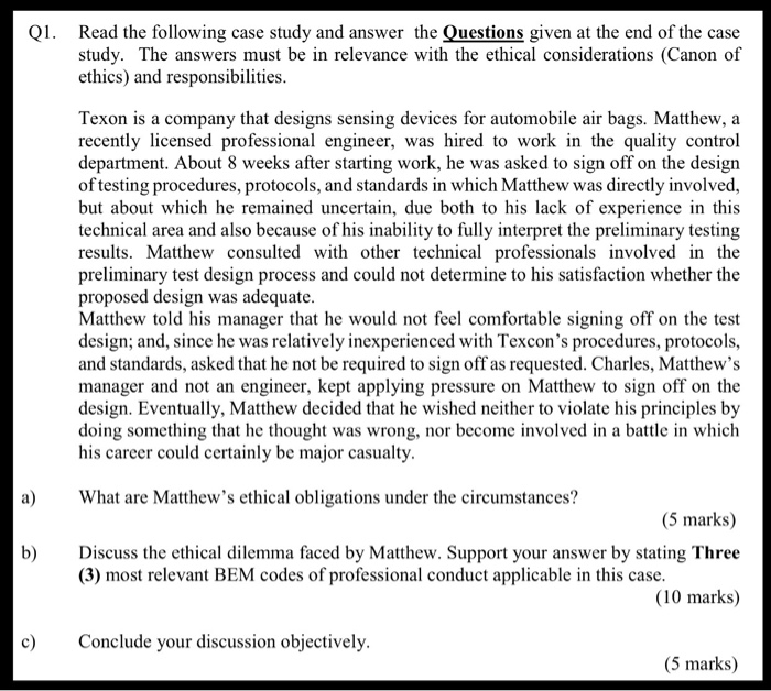 Solved Q1. Read the following case study and answer the | Chegg.com