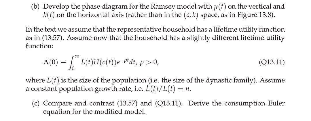 (b) Develop the phase diagram for the Ramsey model | Chegg.com
