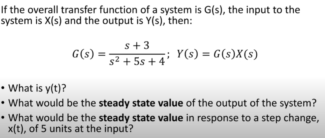 Solved If the overall transfer function of a system is G(s), | Chegg.com