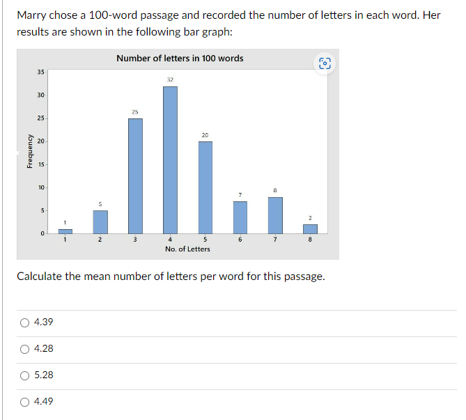 Solved Marry chose a 100-word passage and recorded the | Chegg.com