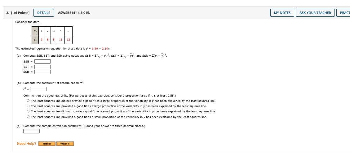 Solved Given are five observations collected in a regression | Chegg.com