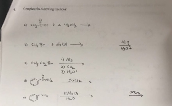 Solved Complete the following reactions. | Chegg.com
