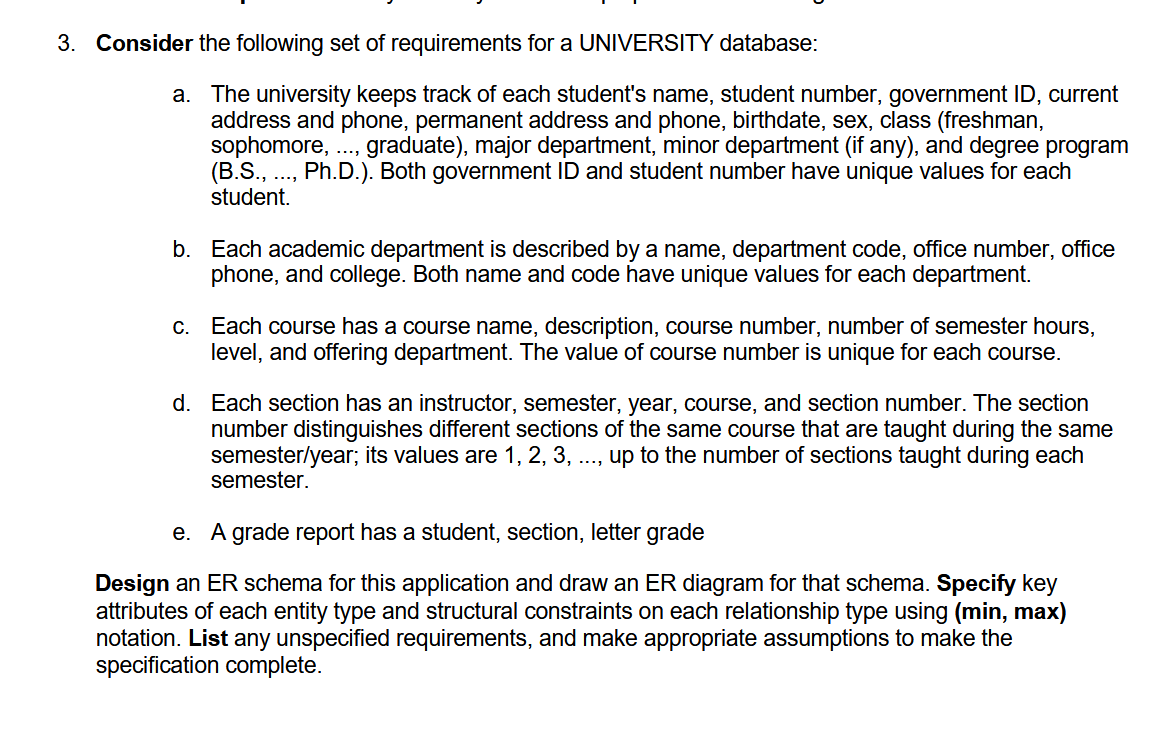 Consider the following set of requirements for a | Chegg.com