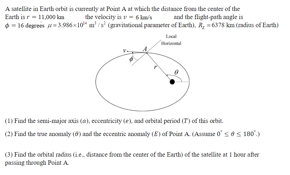 Solved A satellite in Earth orbit is currently at Point A at | Chegg.com