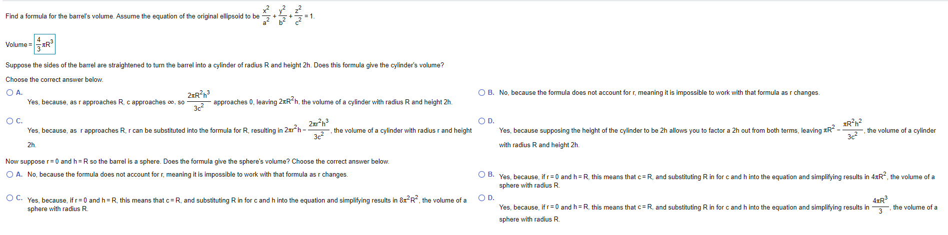 Solved Find a formula for the barrel's volume. Assume the | Chegg.com