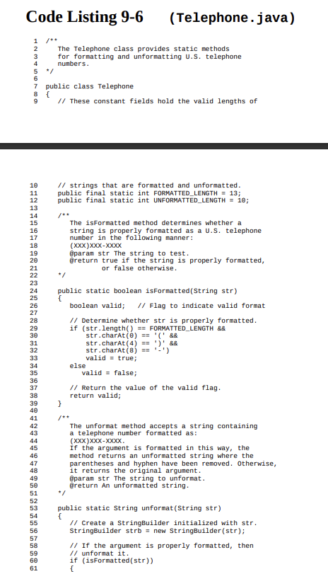 Solved Code Listing 9-6 (Telephone.java) 1 2 3 4 8 9 5 6 7 | Chegg.com