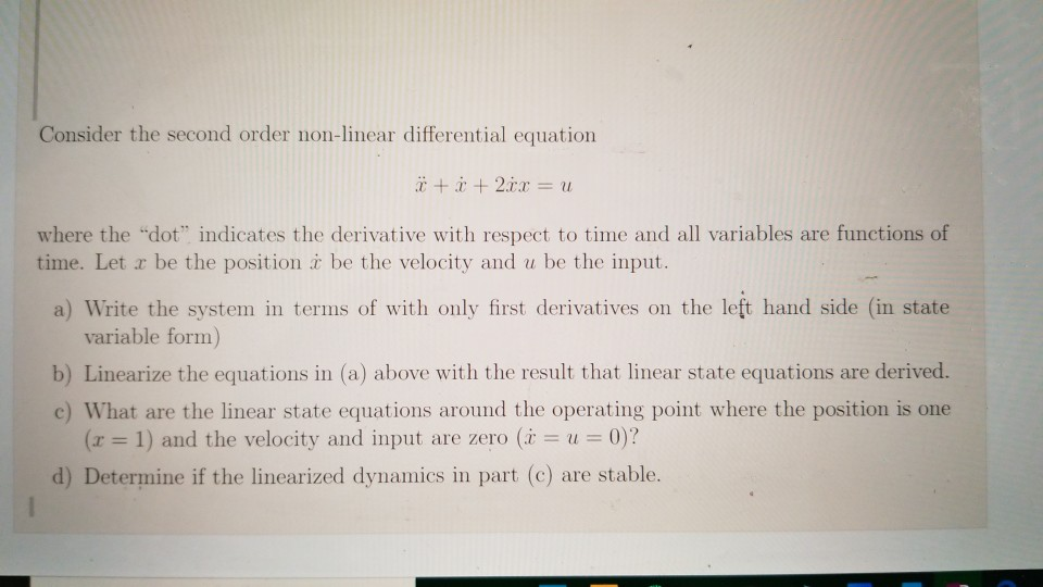 Solved Consider the second order non-linear differential | Chegg.com