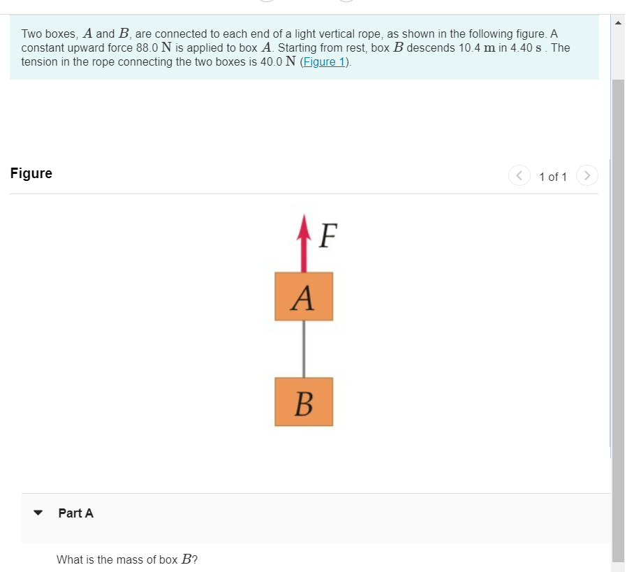 Solved Two boxes, A and B , are connected to each end of a | Chegg.com