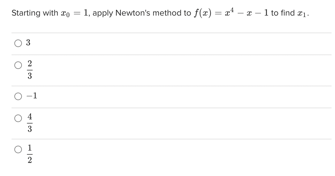 Solved Starting With X0 1 Apply Newtons Method To