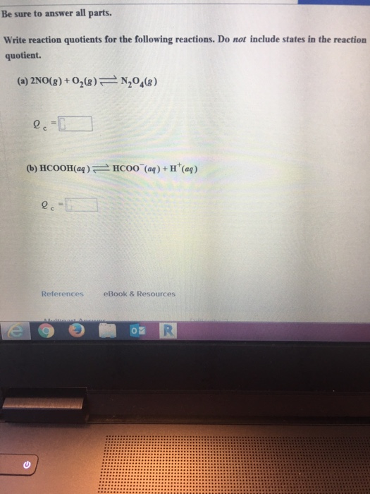 Solved Write reaction quotients for the following reactions. | Chegg.com