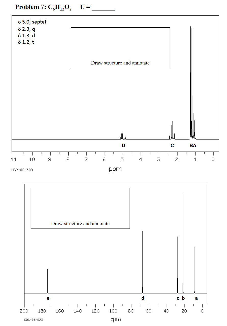Solved Problem 7: C6H12O2U= | Chegg.com