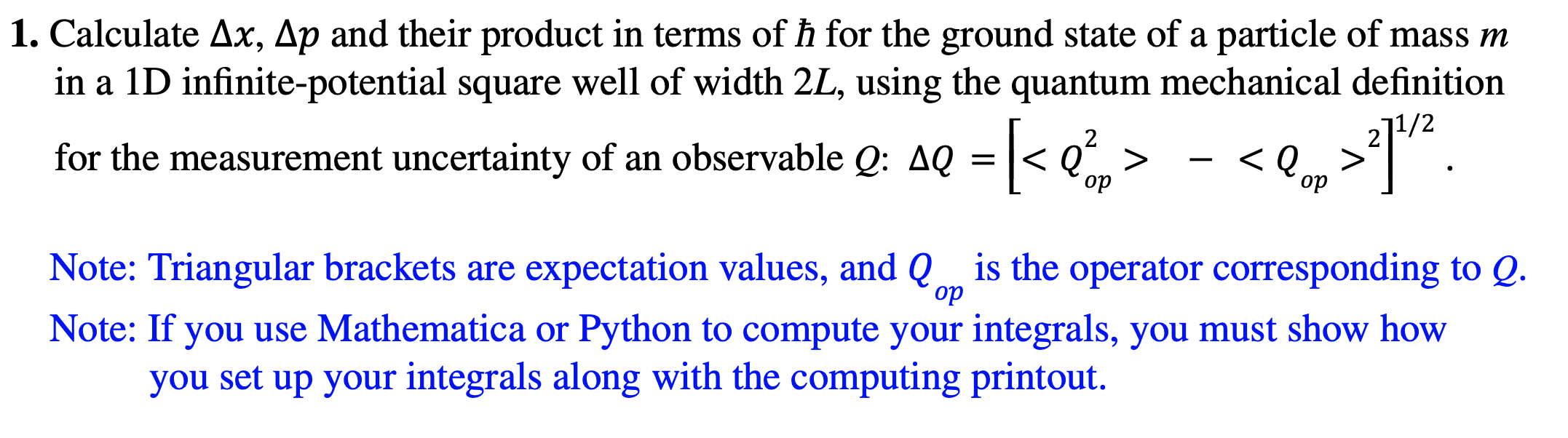 1. Calculate Δx,Δp and their product in terms of ℏ | Chegg.com
