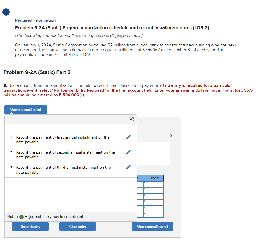 Solved Required informationProblem 9-2A (Static) ﻿Prepare | Chegg.com