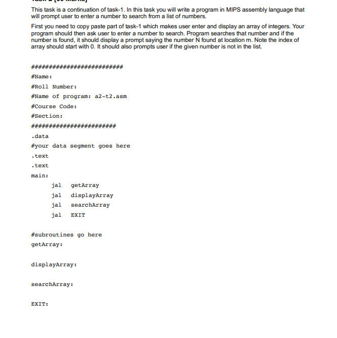 Solved Task_1 code .data arr: .space 36 size: .word 0 input: | Chegg.com