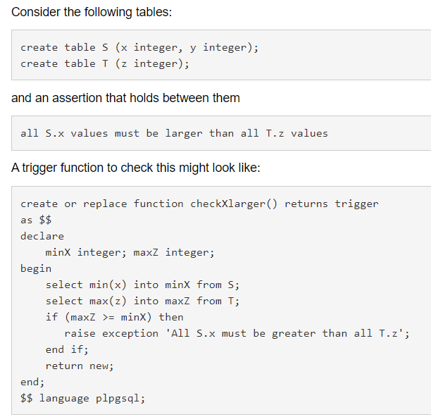 Solved Consider the following tables: create table S (x | Chegg.com