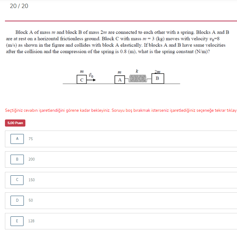 Solved 20/20 Block A of mass m and block B of mass 2m are | Chegg.com