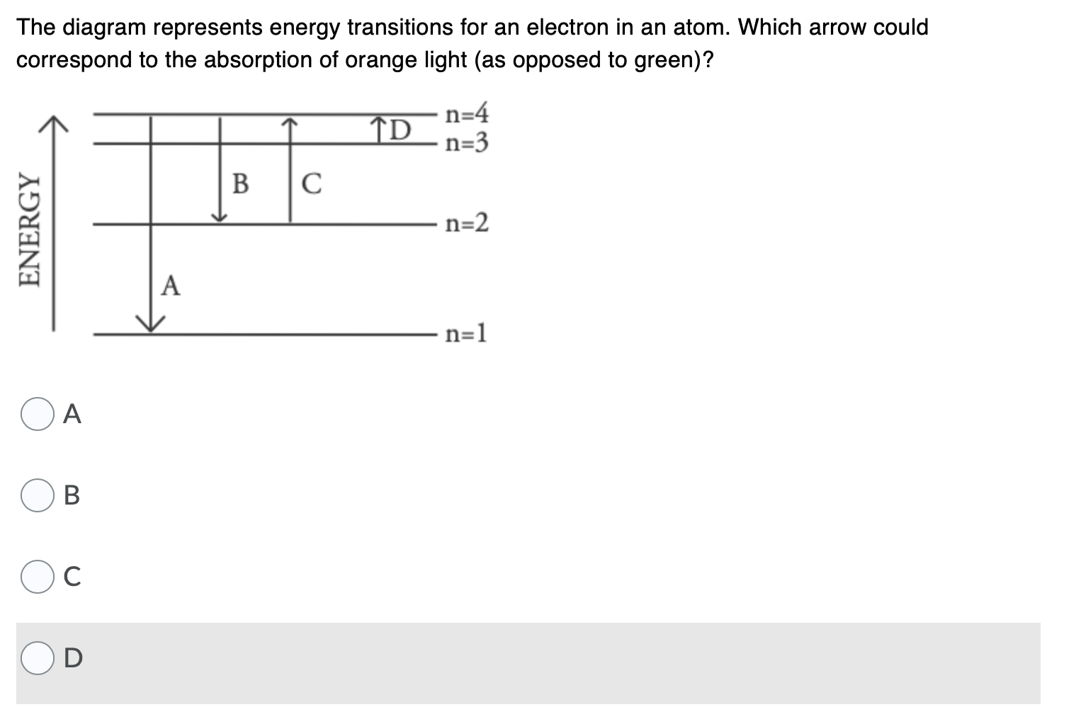 Solved The diagram represents energy transitions for an | Chegg.com