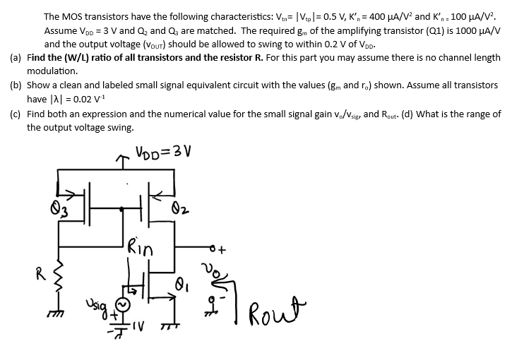 Solved The MOS transistors have the following | Chegg.com