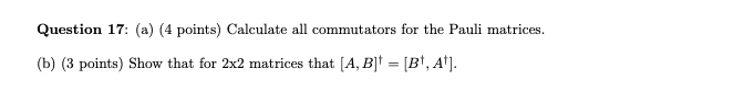 Solved Question 17: (a) (4 points) Calculate all commutators | Chegg.com
