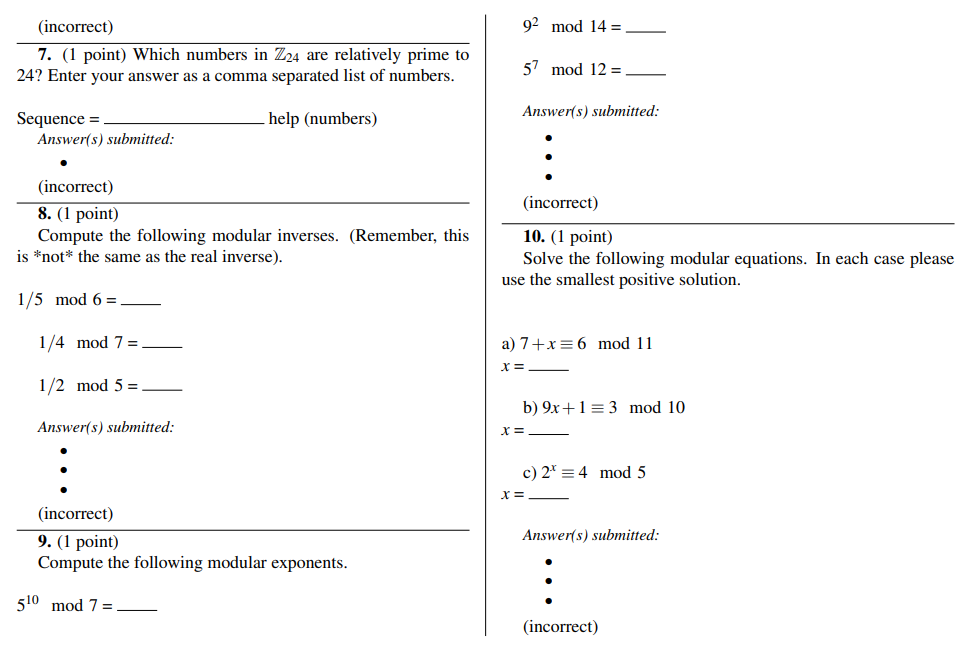 Solved 1. (1 point) Decrypt the following messages encrypted | Chegg.com