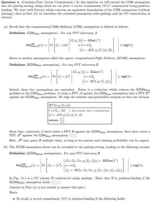 Solved Question 4. (Catalano-Fiore Vector Commitment.) In | Chegg.com