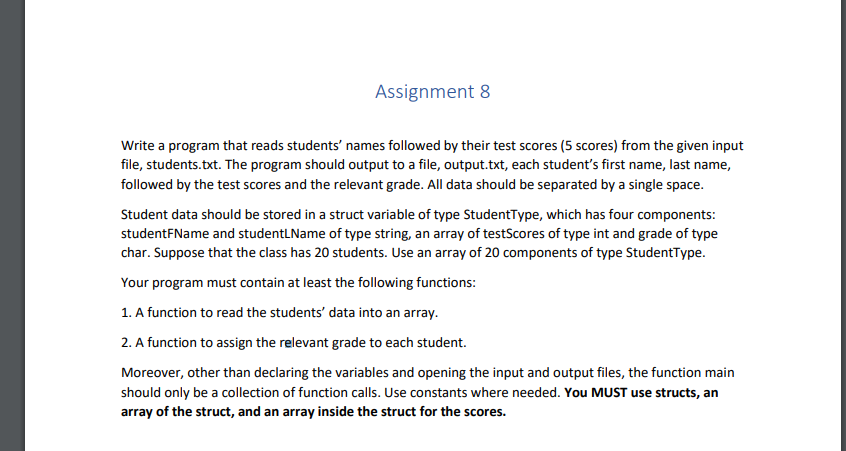 Solved Assignment 8 Write a program that reads students' | Chegg.com