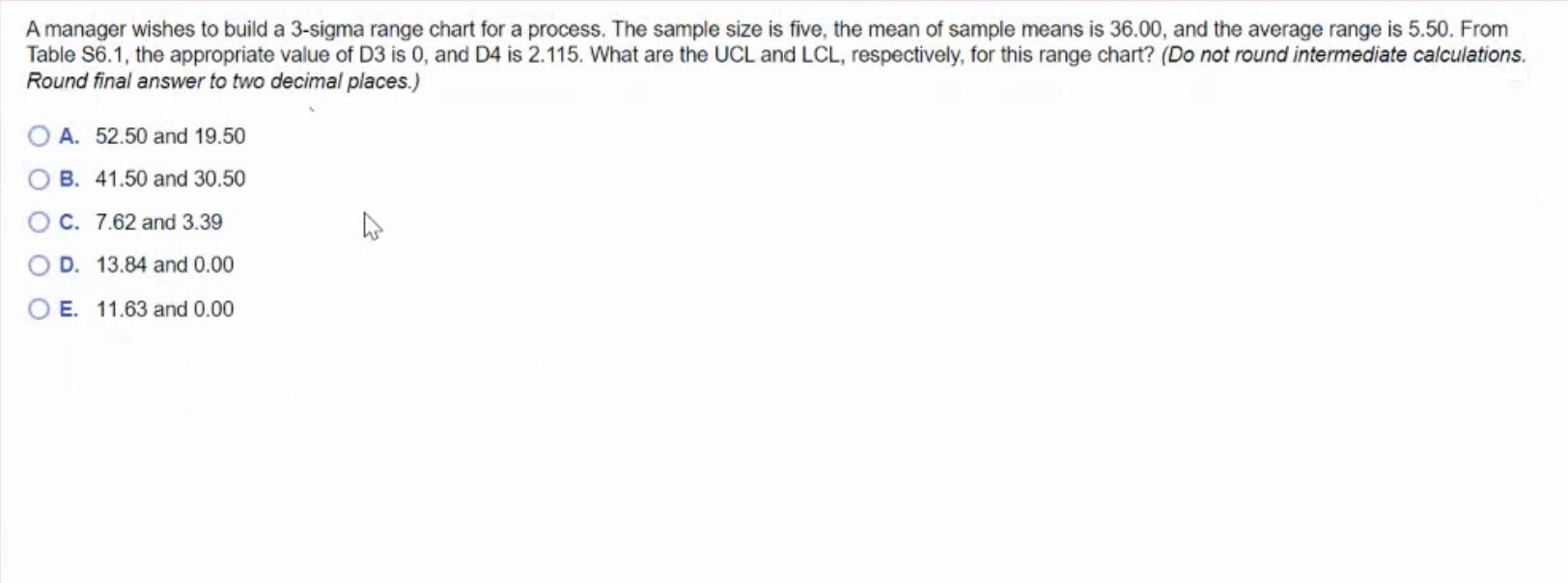 Solved A manager wishes to build a 3 -sigma range chart for | Chegg.com