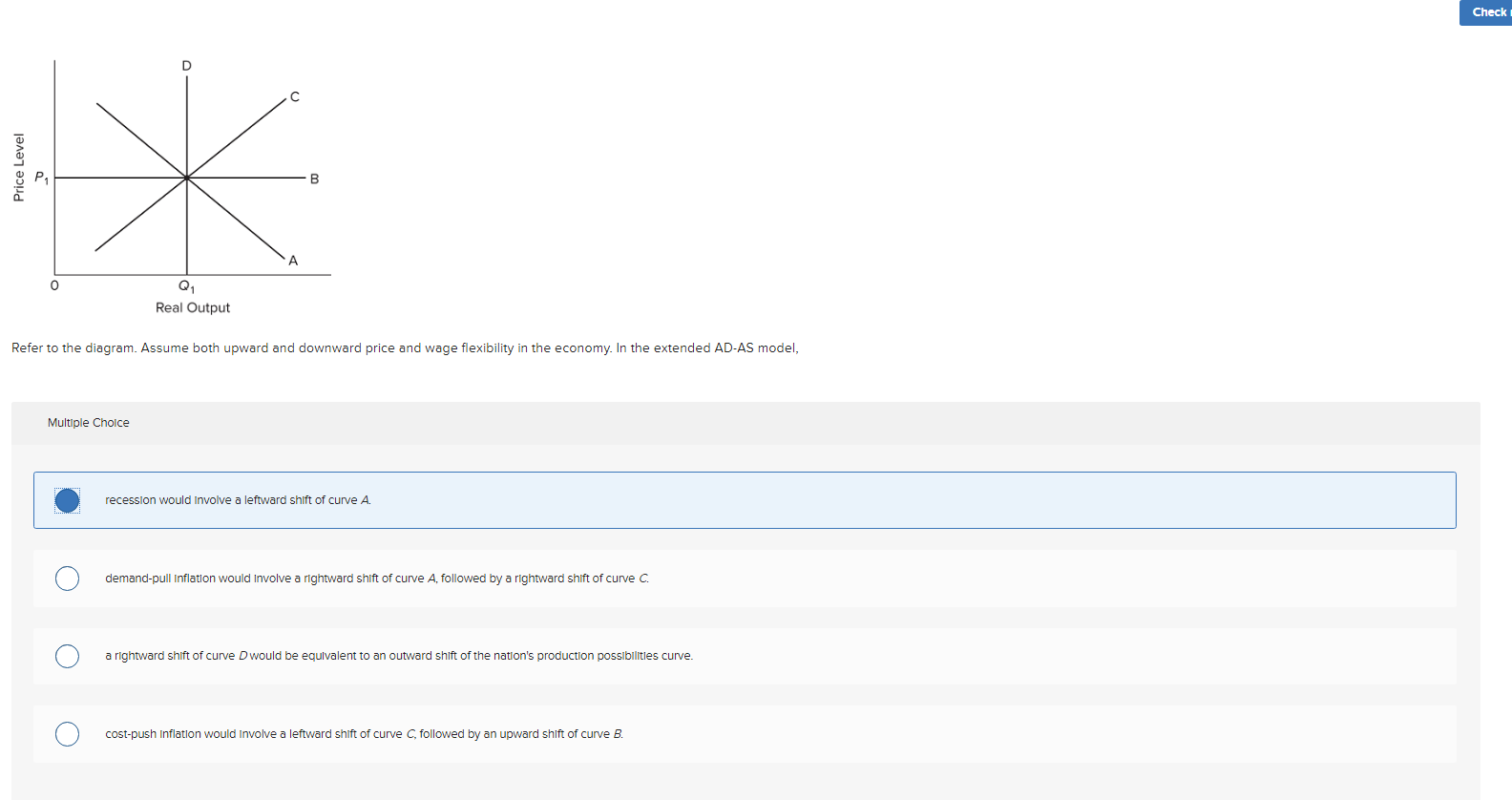 Solved Multiple Choice recession would involve a leftward | Chegg.com