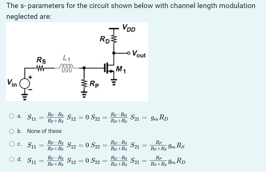 Solved The s- parameters for the circuit shown below with | Chegg.com