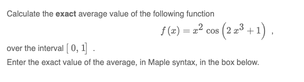 Solved Calculate the exact average value of the following | Chegg.com