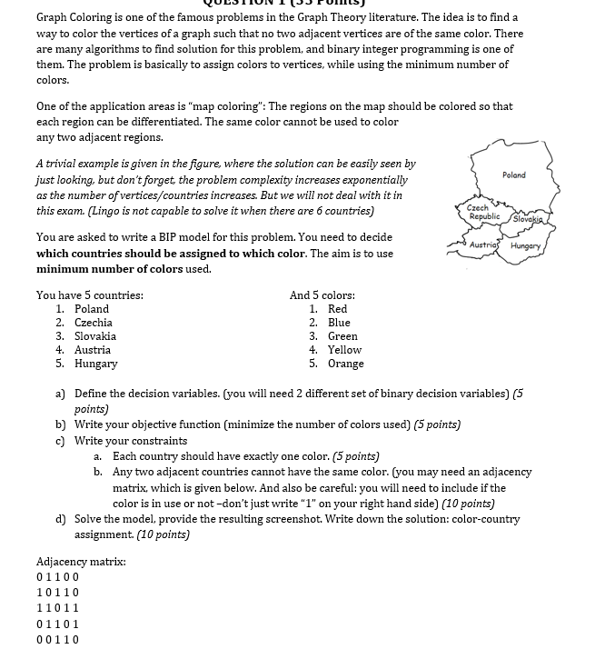 Solved Graph Coloring is one of the famous problems in the | Chegg.com