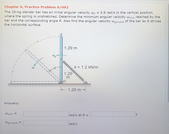 Solved Chapter 6, Practice Problem 6/092 The 28-kg slender | Chegg.com