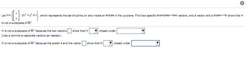 Solved o Let H= which represents the set of points on and | Chegg.com
