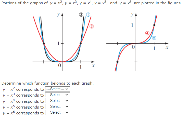 Solved Portions of the graphs of y=x2,y=x3,y=x4,y=x5, ﻿and | Chegg.com