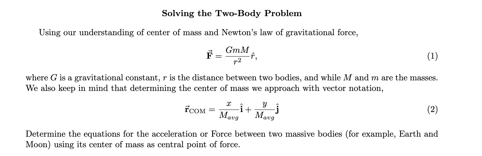 Center Of Mass Equation