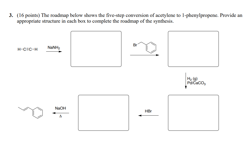 Solved (8 points) 2,2-Dibromo-1-phenylpropane is treated | Chegg.com