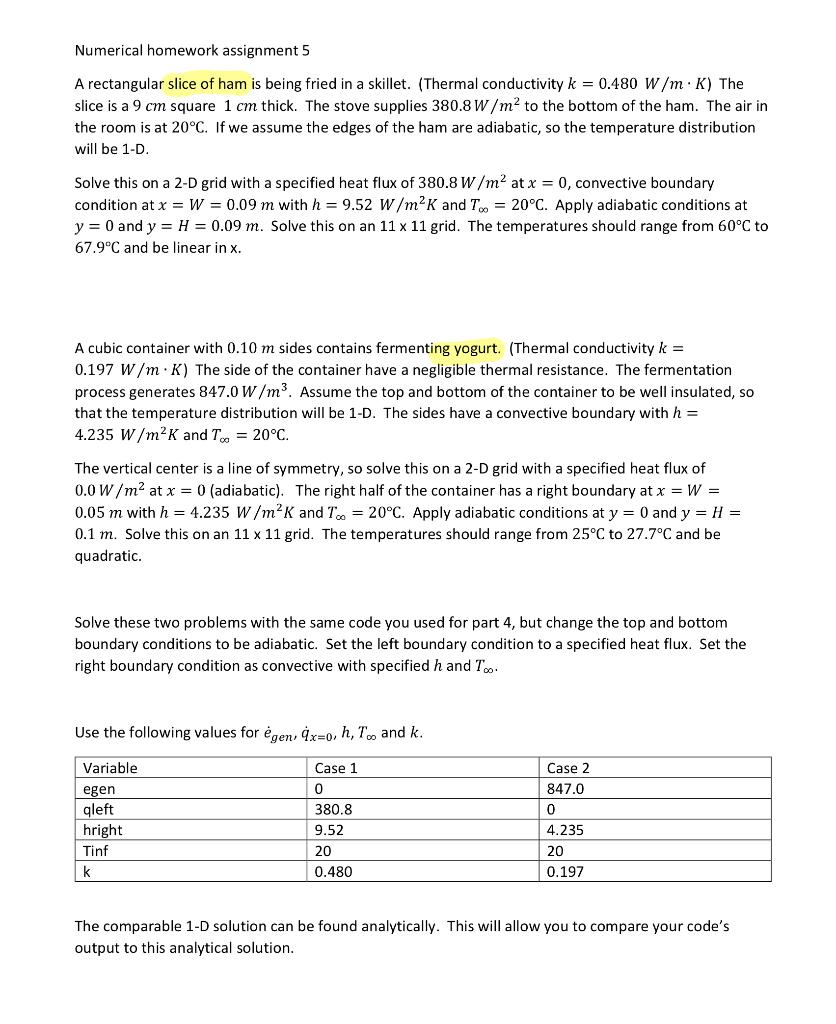 Solved MATLAB heat transfer question. Its a two case | Chegg.com