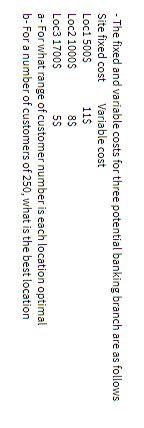 Solved - The fixed and variable costs for three potential | Chegg.com