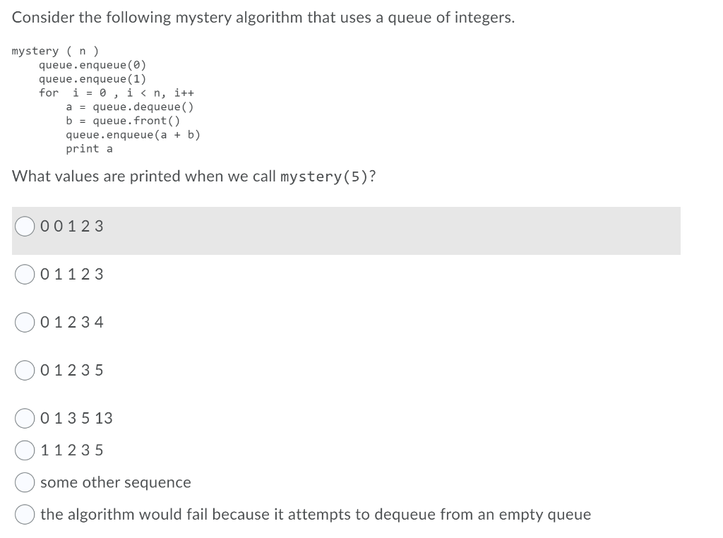 Solved Which of the following abstract data type would be | Chegg.com