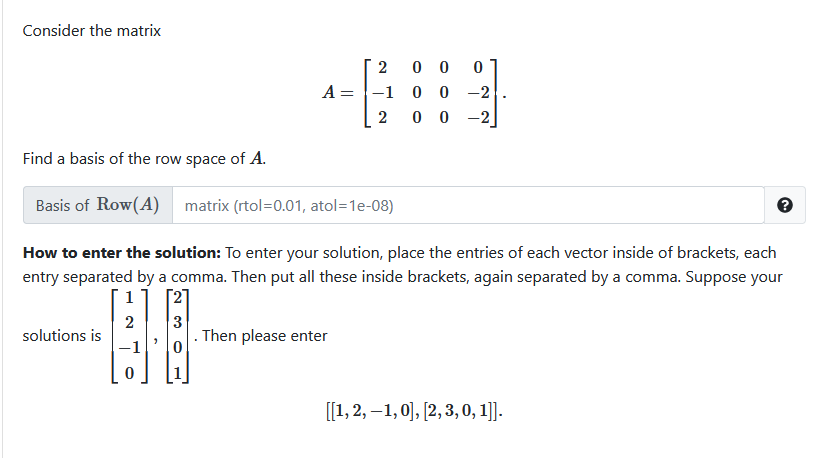 Solved Consider the matrix 2 0 0 0 A= -1 0 0 -2 2 0 0 -2 | Chegg.com
