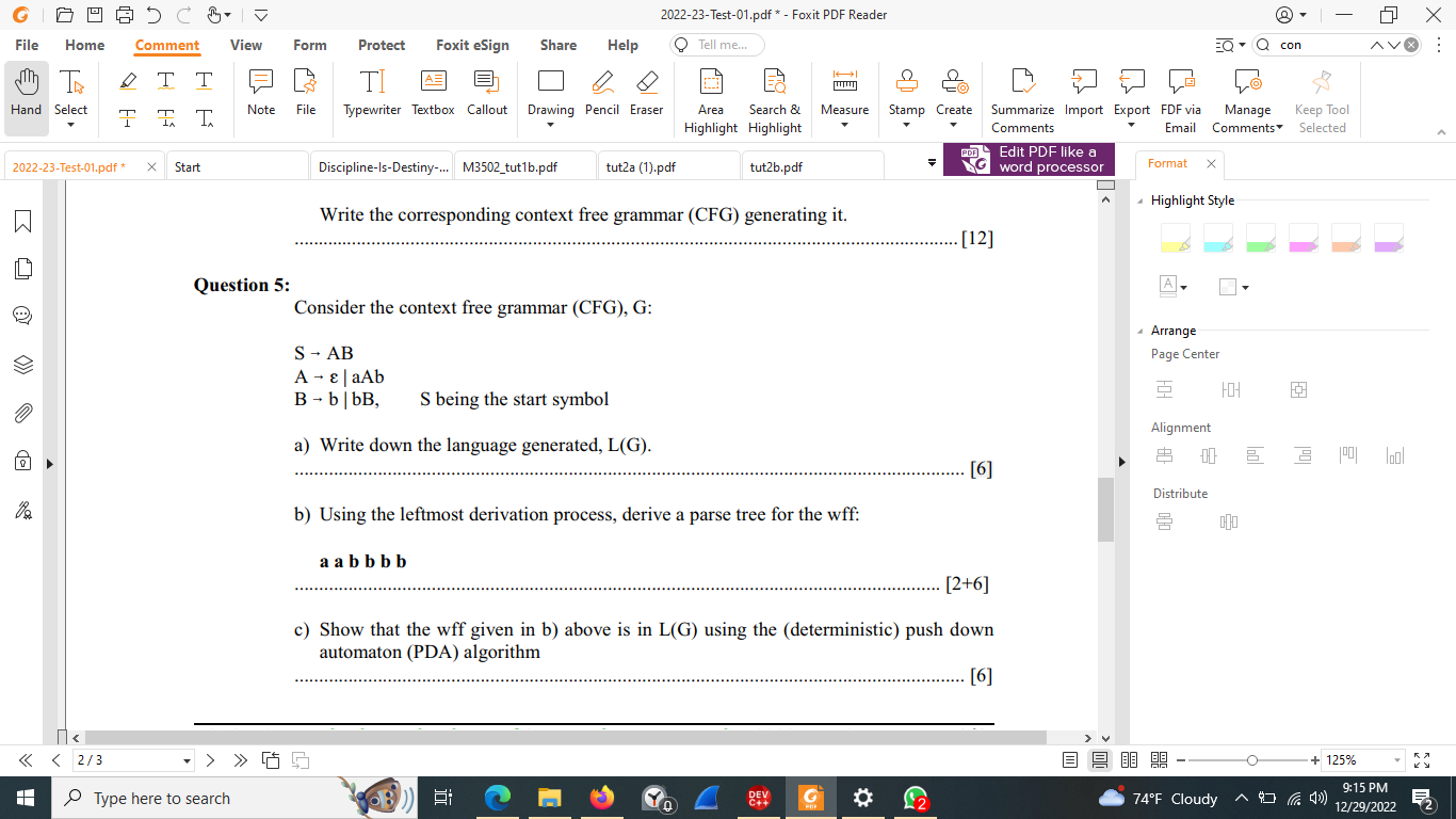 Solved Write the corresponding context free grammar (CFG) | Chegg.com