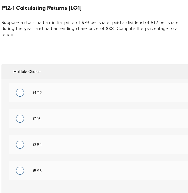 Solved P12-1 Calculating Returns [LO1] Suppose a stock had | Chegg.com