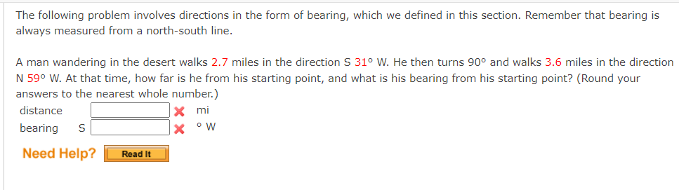 Solved The following problem involves directions in the form | Chegg.com