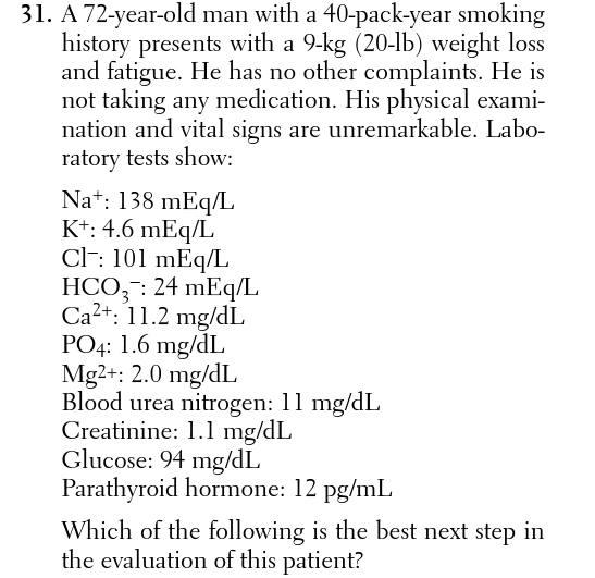 Solved 31. A 72-year-old man with a 40-pack-year smoking | Chegg.com