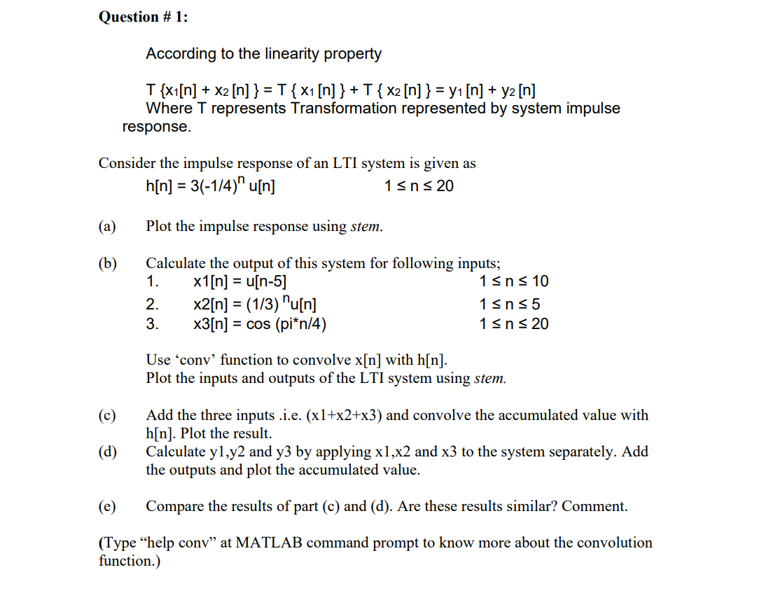 Solved According to the linearity property | Chegg.com
