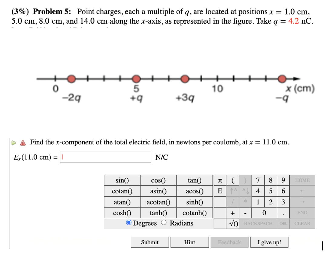 Solved (3\%) Problem 5: Point charges, each a multiple of q, | Chegg.com